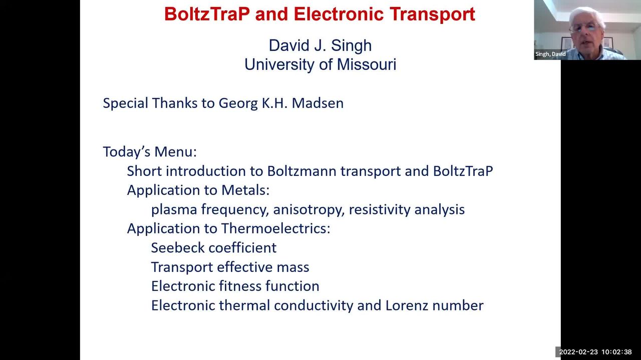 MatSQ 116 : BoltzTraP and Electronic Transport in Solids - Materials Square